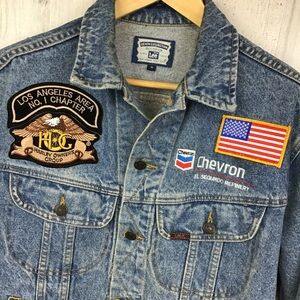 Lee | Jackets & Coats | Vintage 97s Lee Denim Jacket Chevron Harley ...